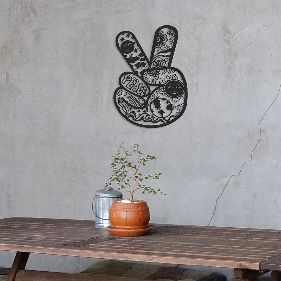 Peace Out Sign Metal Wall Art With Sun, Stars, and More, Peaceful Home ...