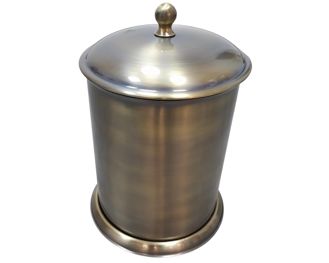 Gold Antique Stainless Steel Waste Bin With Lid & Removable Inner ...