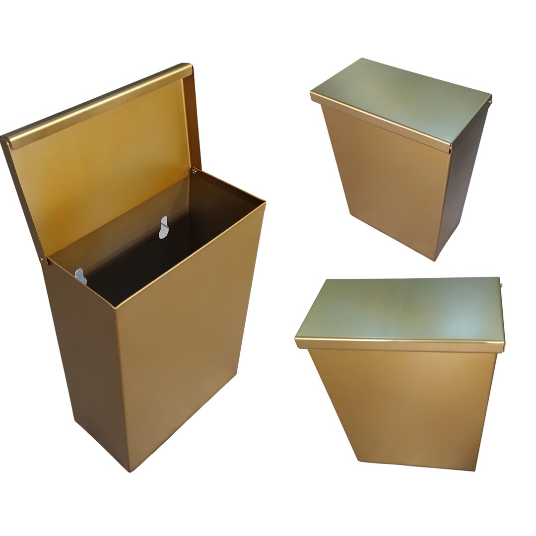Gold Brushed Stainless Steel Wall Mounted Bathroom Trash Can | Luxury ...