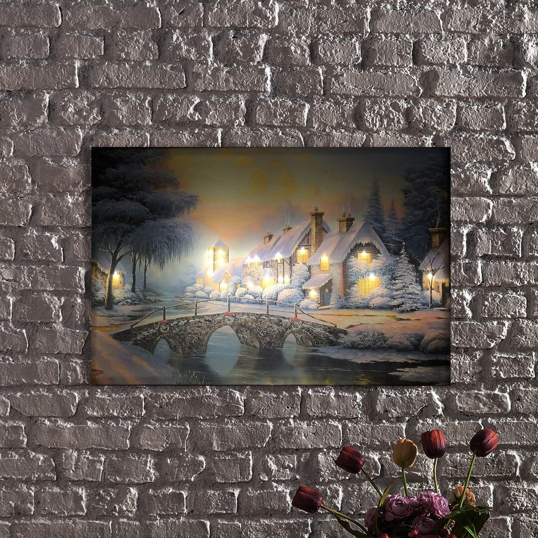 LED Illuminated Canvas Art Winter Wonderland LED Light up Canvas Wall ...