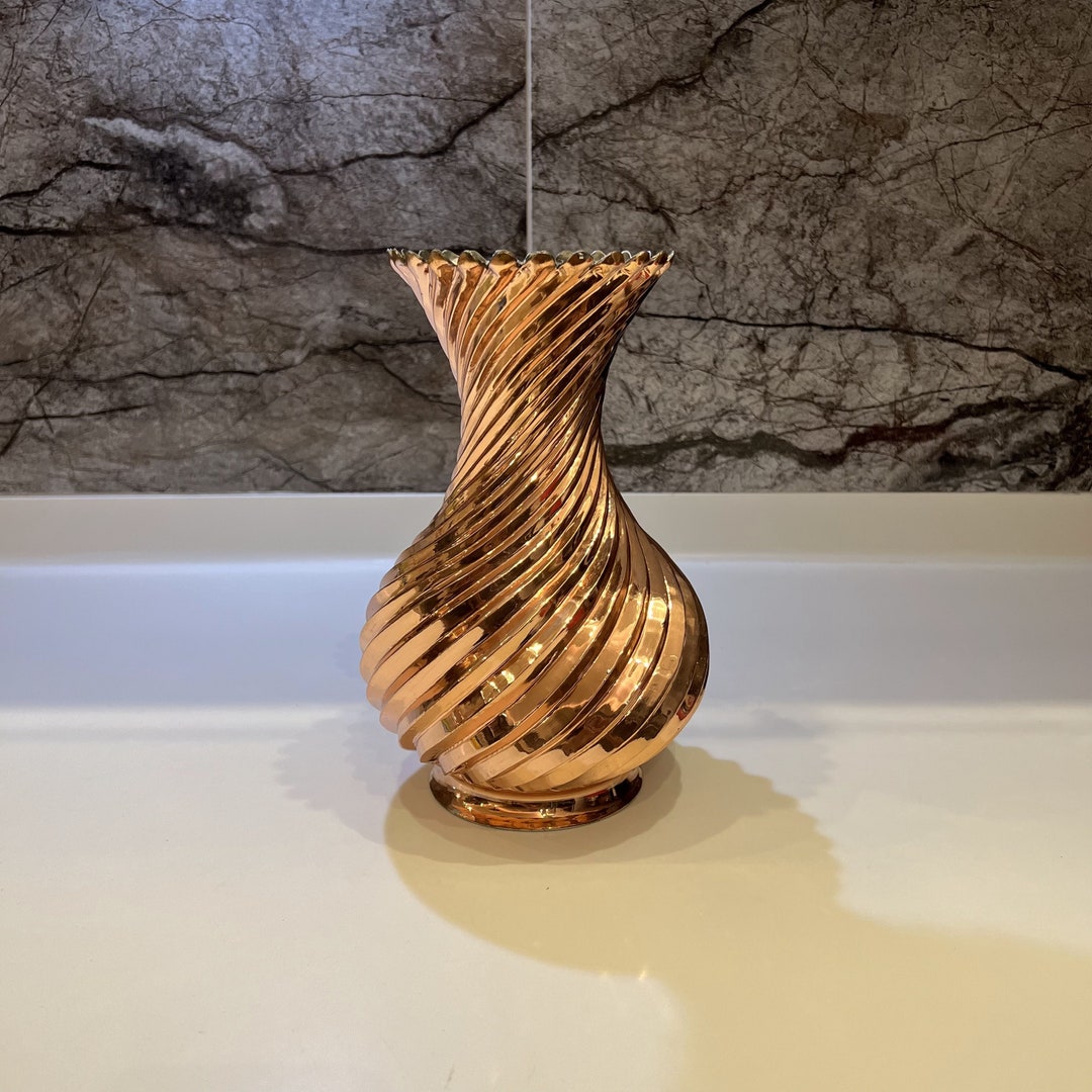 Handcrafted Spiral Design Copper Flower Vase, Unique Handmade ...