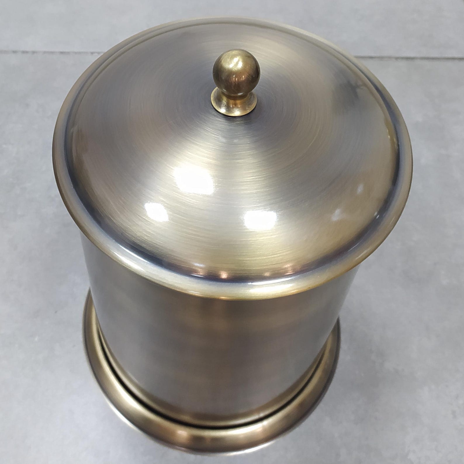 Gold Antique Stainless Steel Waste Bin With Lid & Removable Inner ...