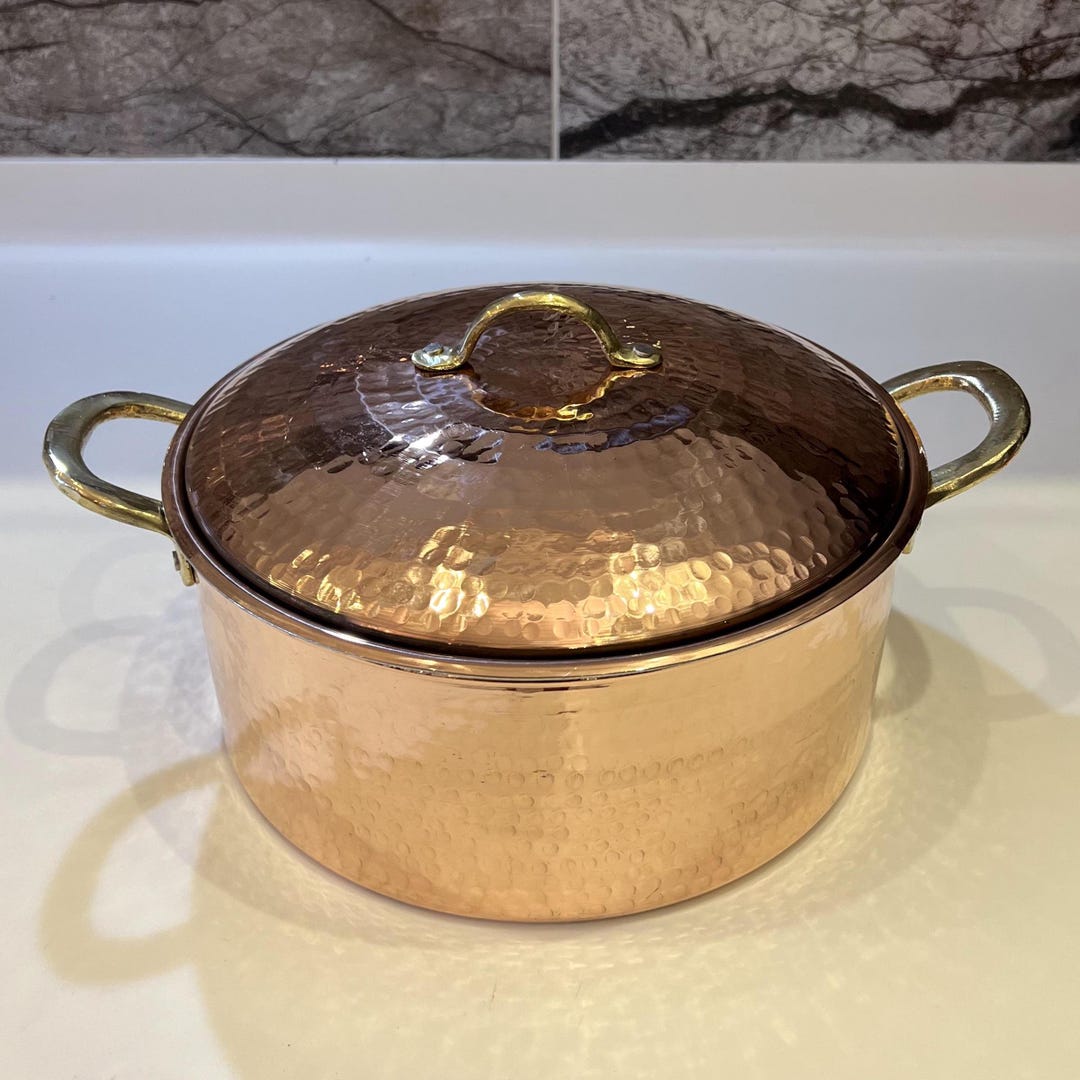 Handcrafted Italian Copper Deep Cooking Pots With Lid-6 Size Options ...