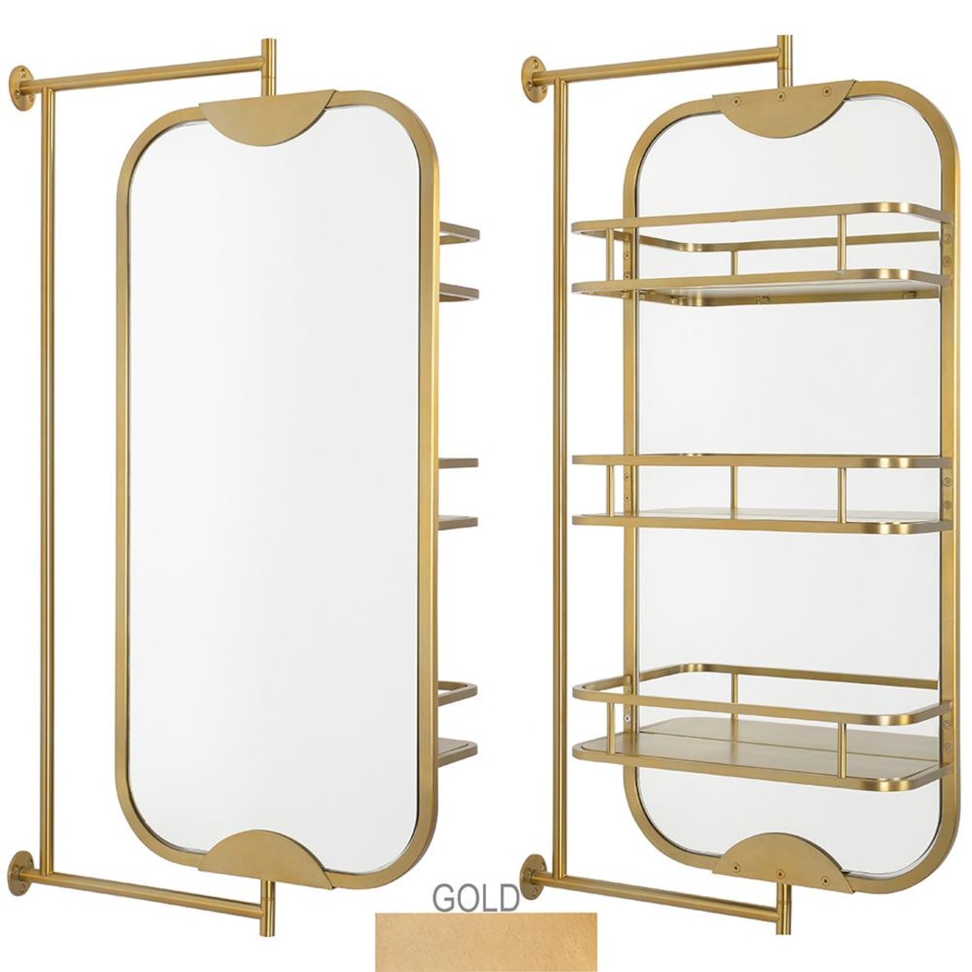 Solid Brass 360 Swivel Bathroom Mirror With Shelves - Etsy