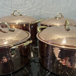 Handcrafted Italian Copper Deep Cooking Pots With Lid-5 Size - Etsy
