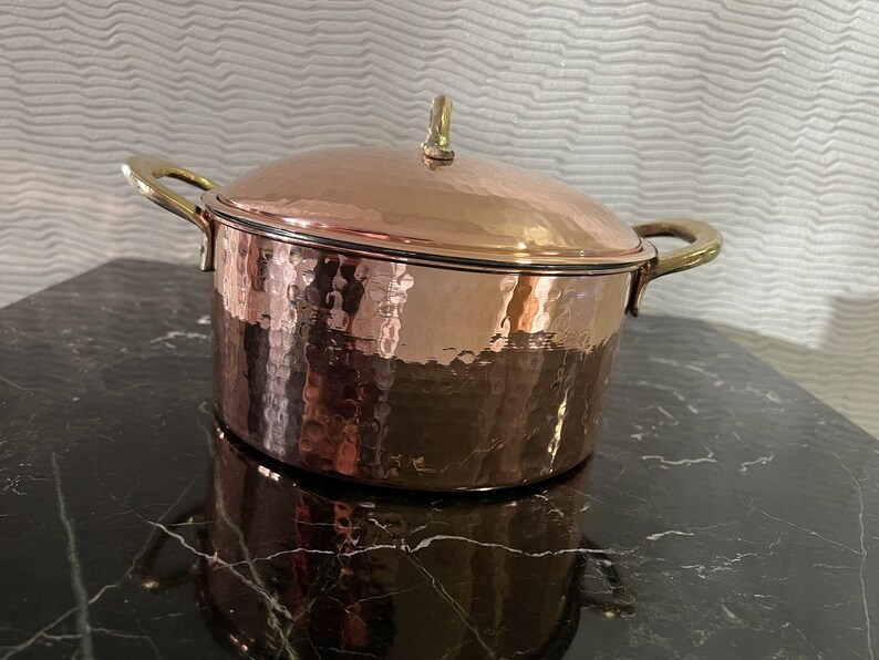 Handcrafted Italian Copper Deep Cooking Pots With Lid-5 Size - Etsy