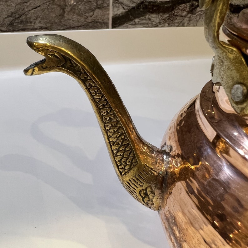 Handcrafted Copper Teapot-tea Kettle With Snake Head Pattern Spout ...