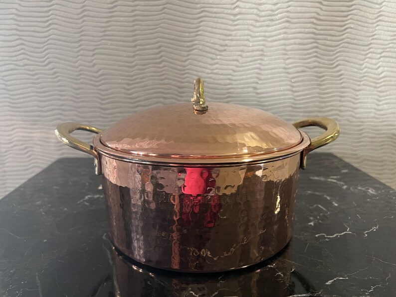 Handcrafted Italian Copper Deep Cooking Pots With Lid-5 Size - Etsy