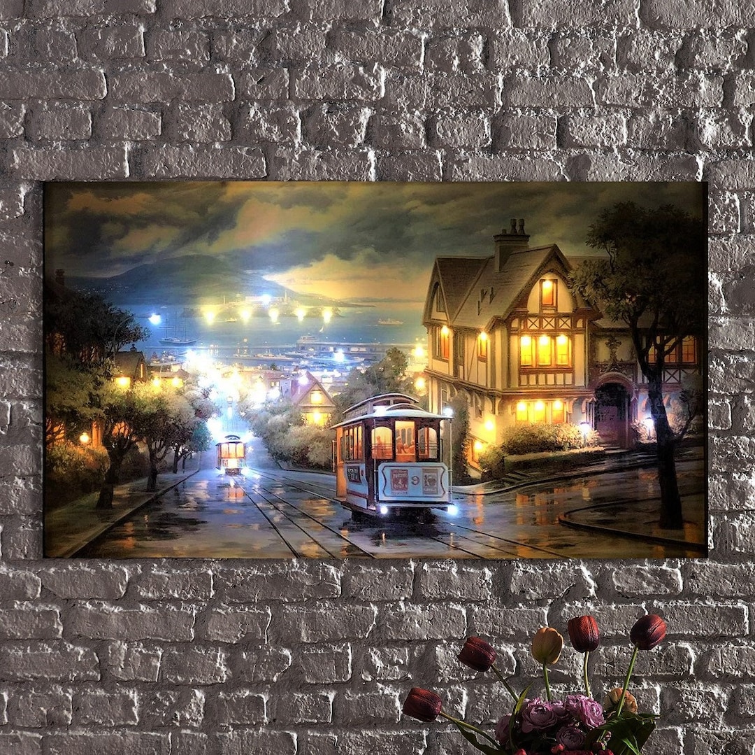 LED San Francisco Canvas Art: Rainy Night Cityscape - Etsy