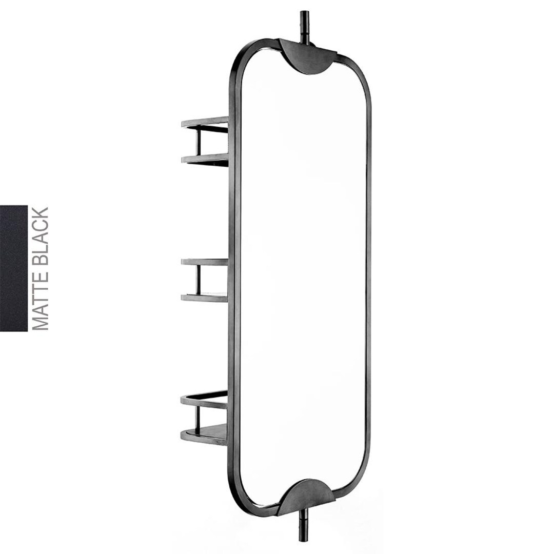 360 Rotating Wall Mirror With Shelves: Stainless Steel Swivel Vanity ...