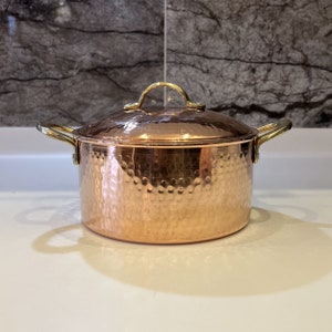 Handcrafted Italian Copper Deep Cooking Pots With Lid-6 Size Options ...