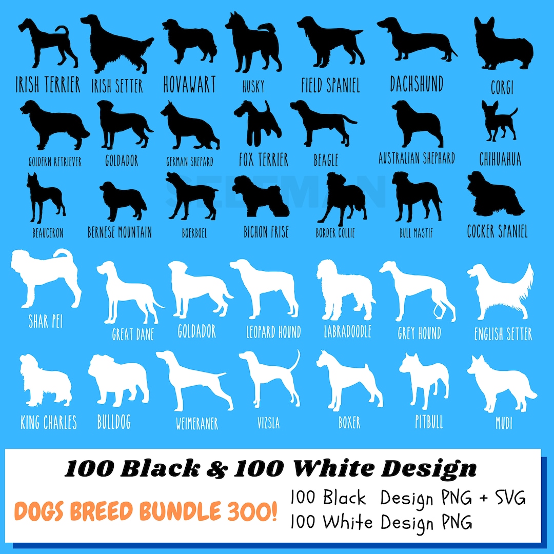 DOG BREED BUNDLE, Mega Bundle 300, Dog Breed Svg, Dogs Svg, Dog Svg ...