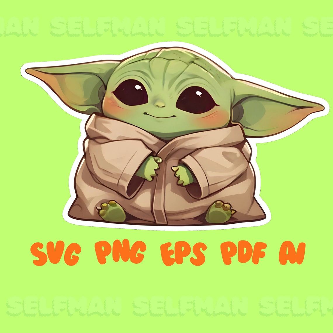 Smiling Grogu SVG, Baby Yoda SVG, Baby Yoda, Grogu Sticker File, Grogu ...