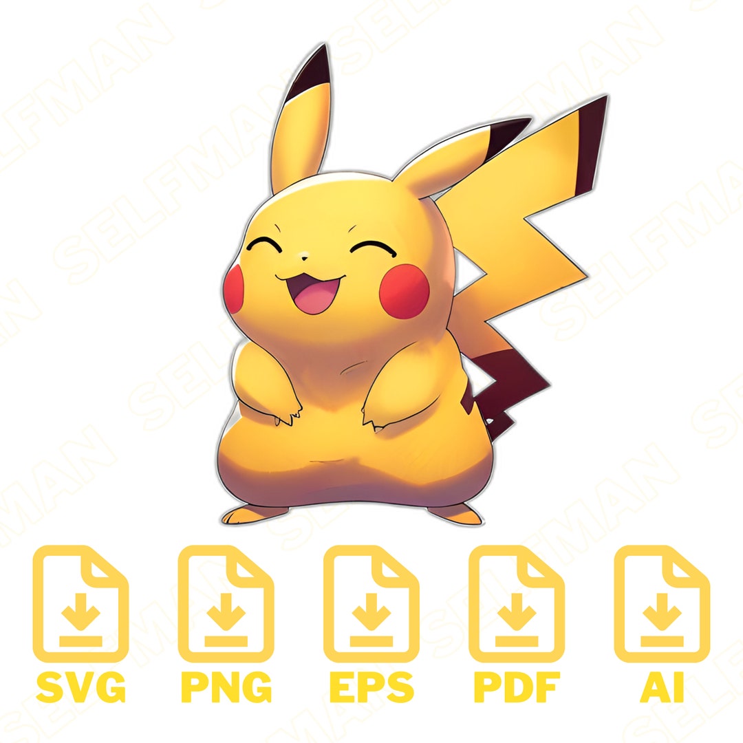 Pikachu, Svg, Png, Pdf, Eps, AI, Pikachu Svg, Pikachu Smiling, Pokemon ...