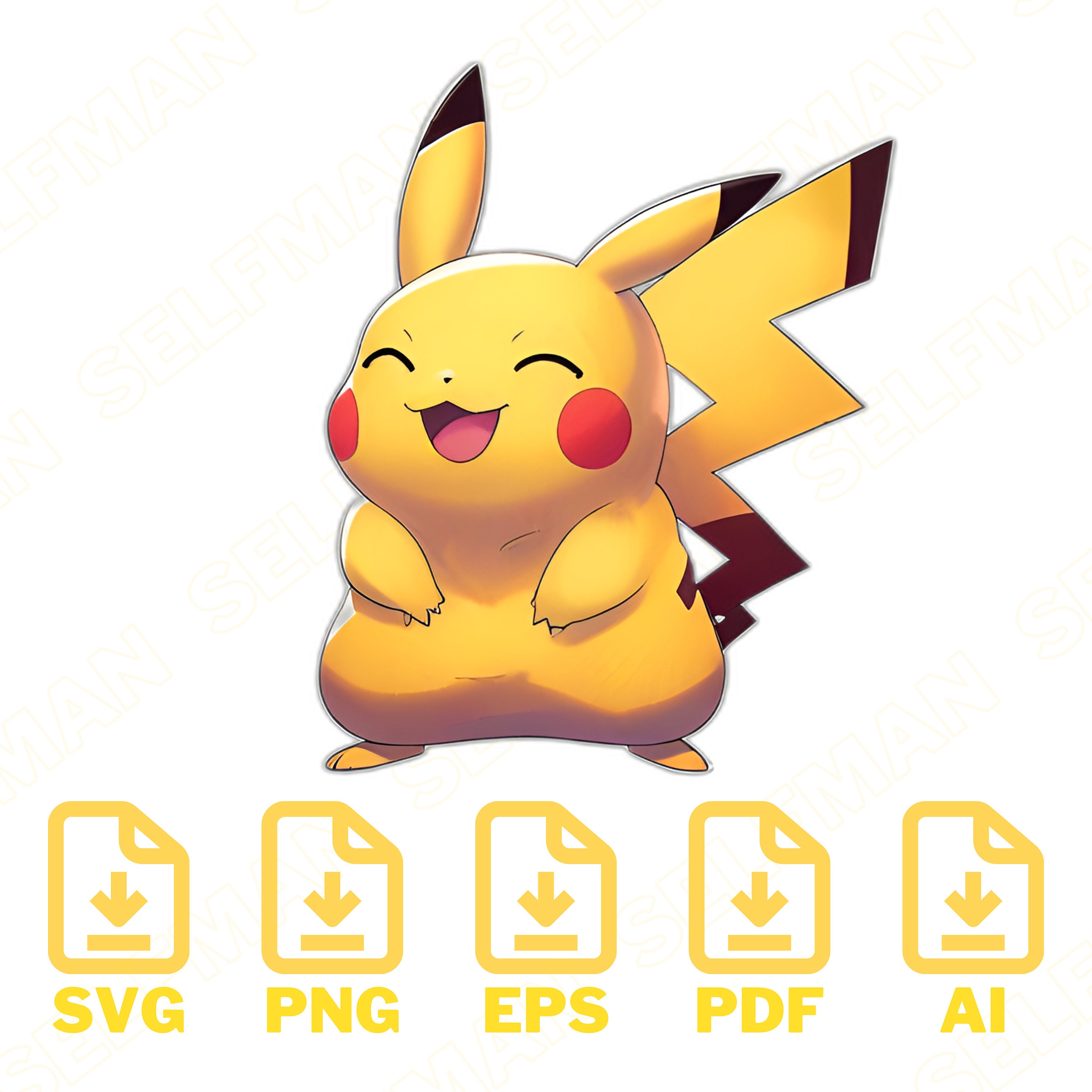Pikachu, Svg, Png, Pdf, Eps, AI, Pikachu Svg, Pikachu Smiling, Pokemon ...