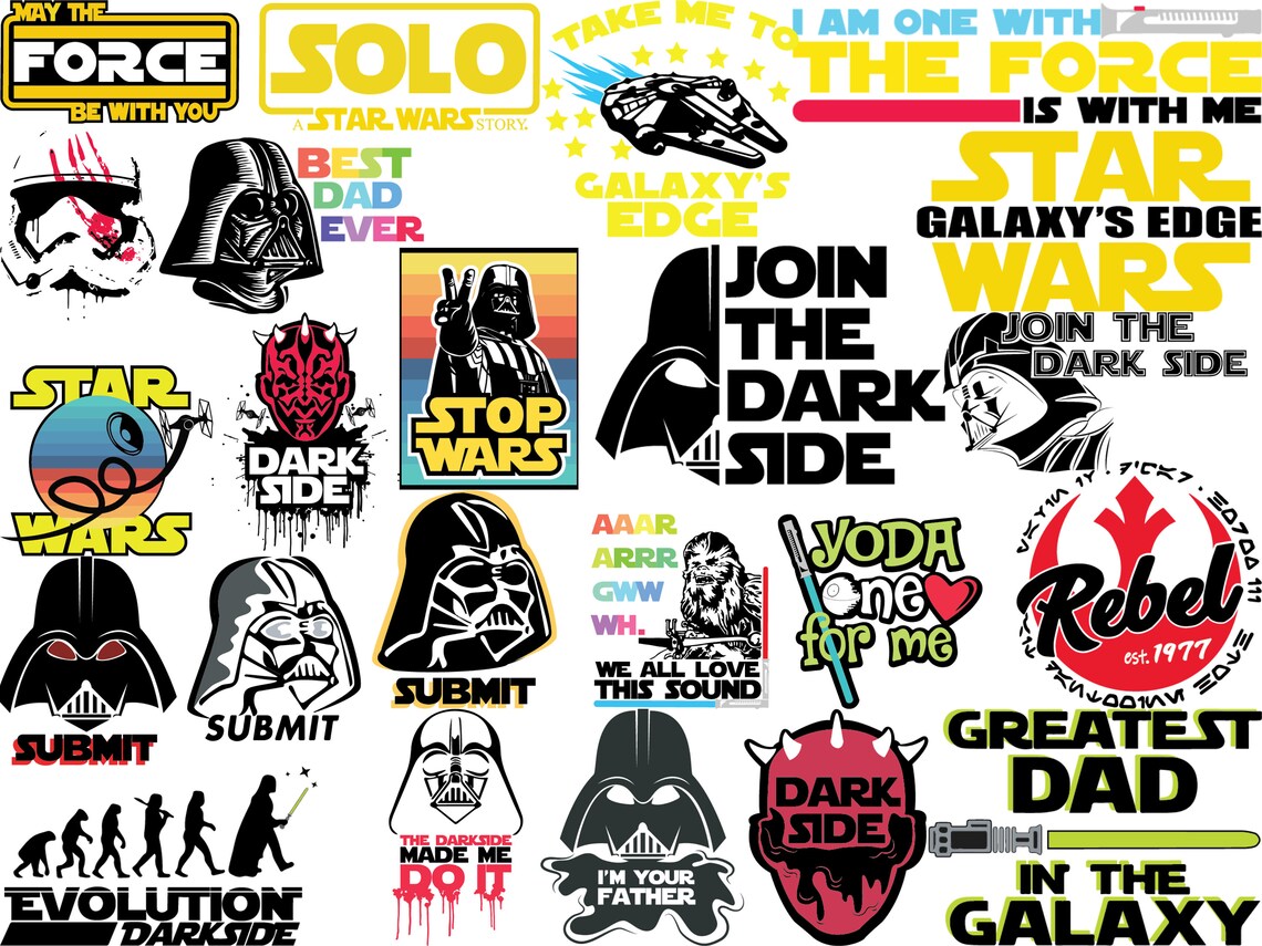 STAR WARS BUNDLE 110 Different Style Svg Png Dxf Darth - Etsy