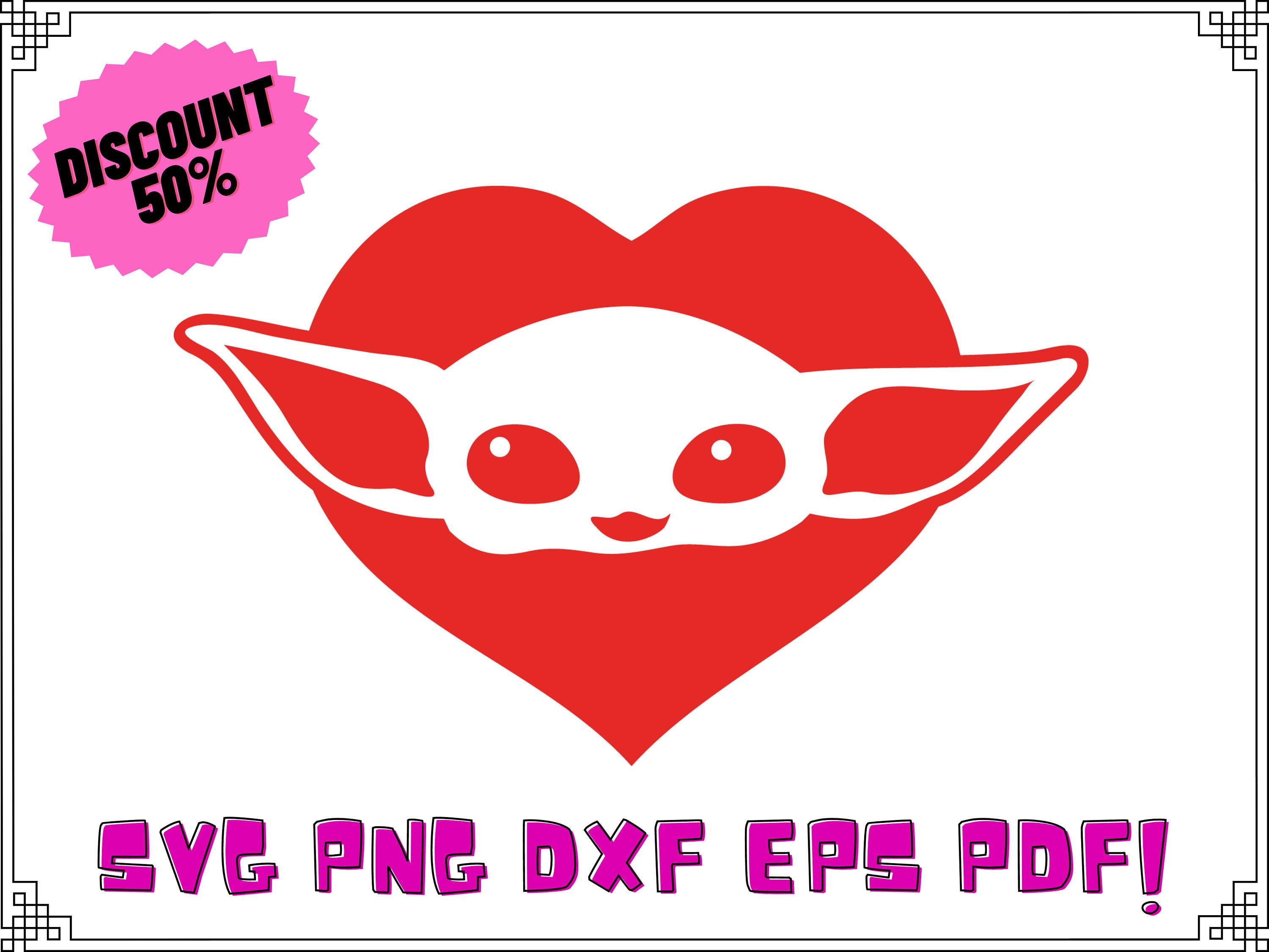 Baby Yoda Heart, Baby Yoda, Grogu, Svg, Png, Pdf, Dxf, Eps, Digital ...