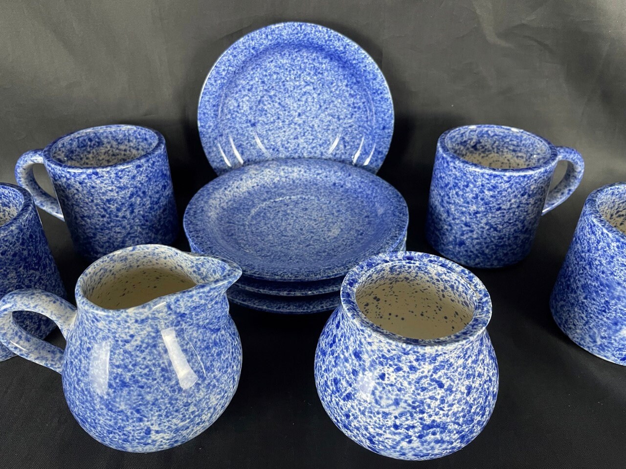 Vintage Cobalt Blue Spongeware / Splatterware Coffee or Tea Set - Etsy