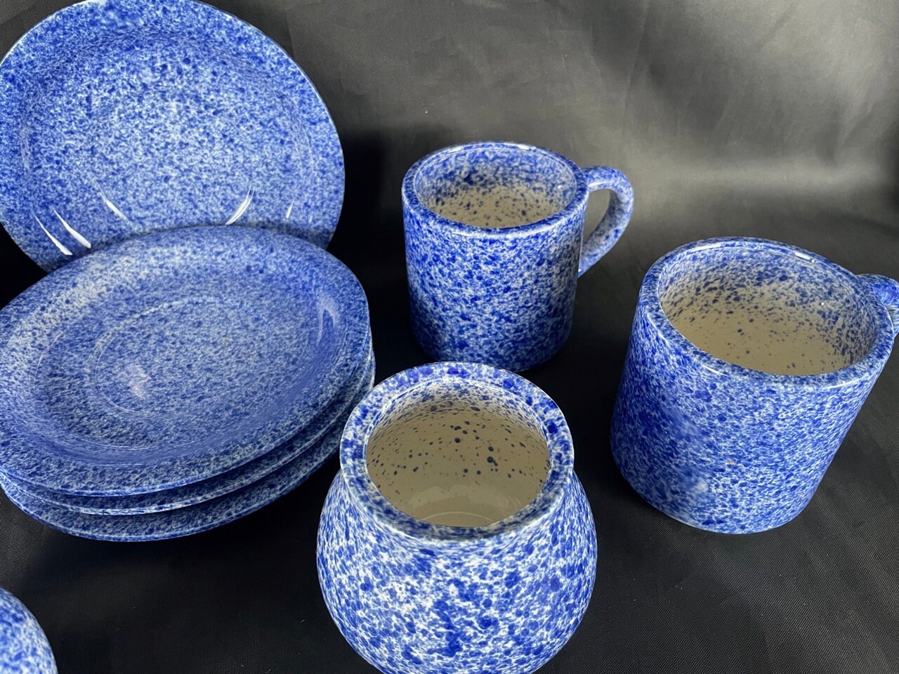 Vintage Cobalt Blue Spongeware / Splatterware Coffee or Tea Set - Etsy