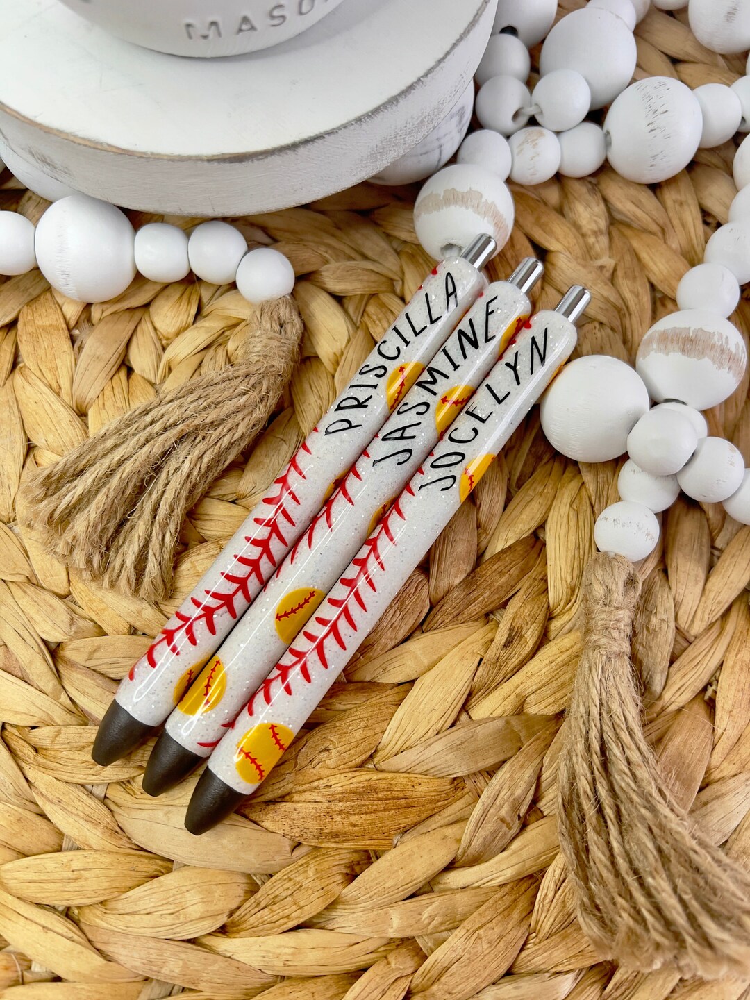 Personalized Softball Glitter Pen//custom Pen//refillable Pen ...
