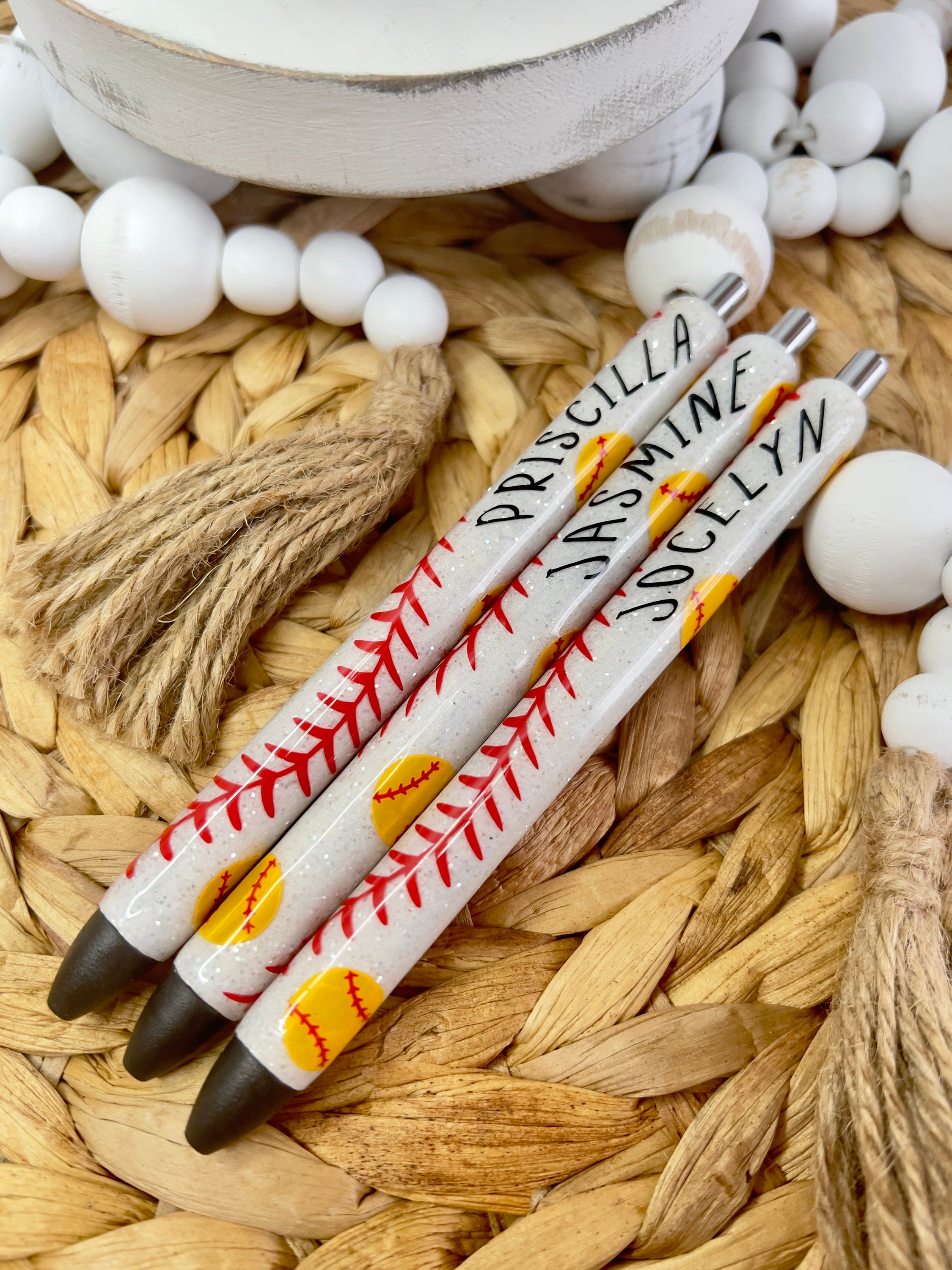 Personalized Softball Glitter Pen//custom Pen//refillable Pen ...