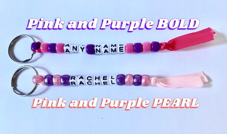 Personalised Name Pony Bead and Ribbon Key Chain Keyring Gift - Etsy UK