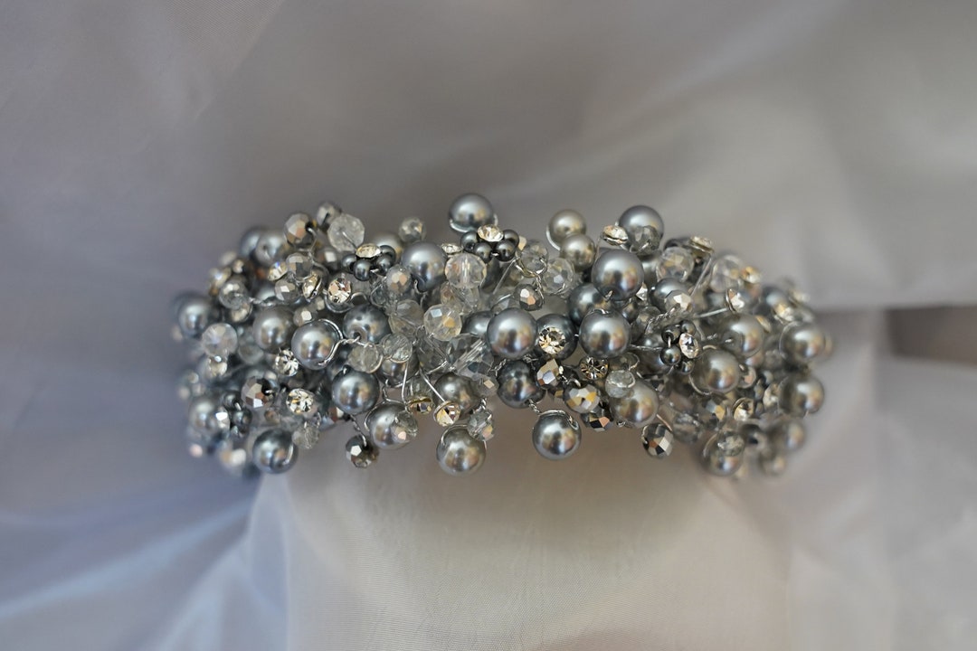 Tiara Silver & Grey / Diadema Platinada - Etsy