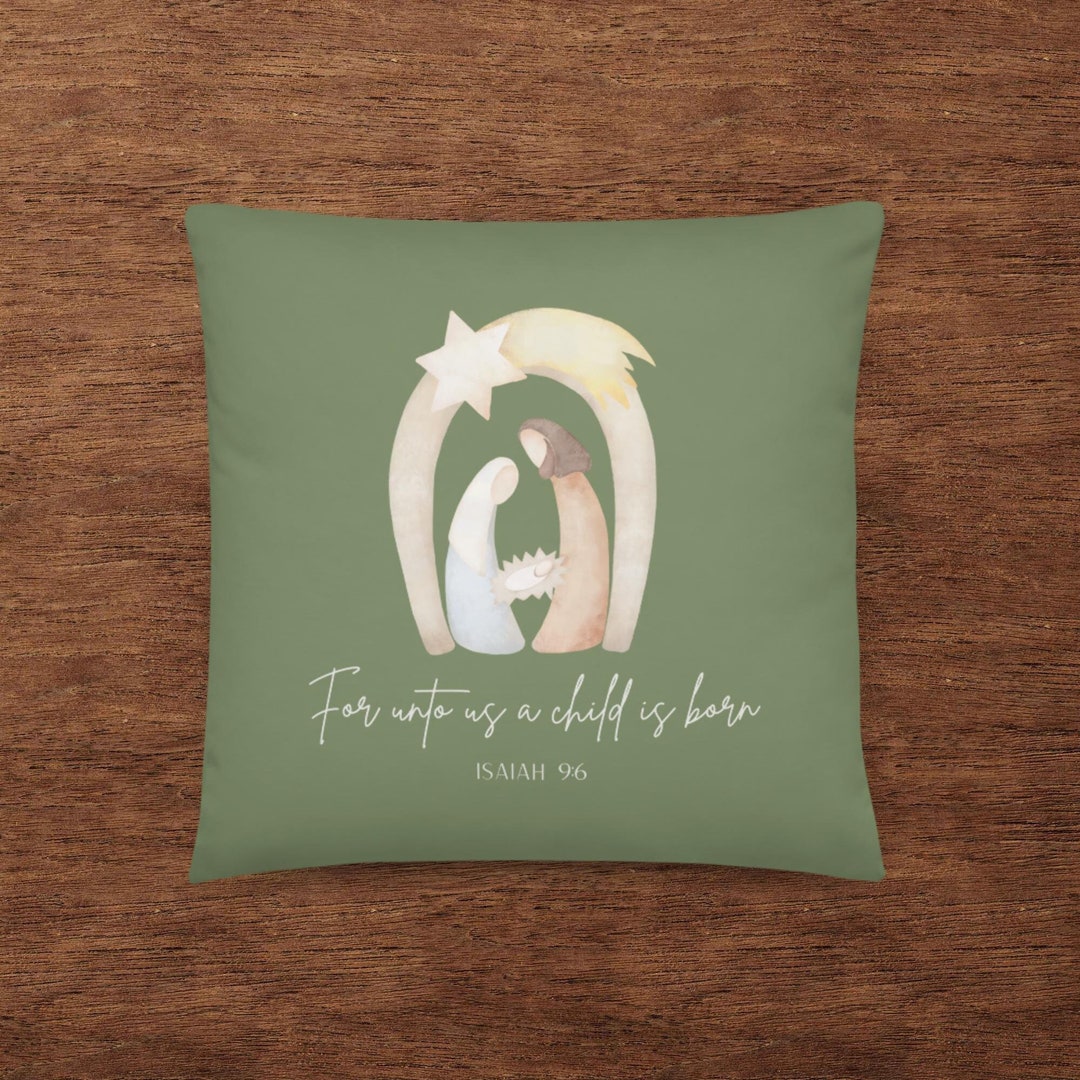 Reversible Nativity Throw Pillow, Manger Scene Home Decor Pillow ...