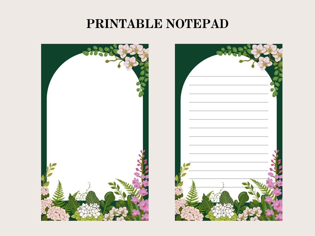 Printable Notepad Template Digital Download Greenery Style Pdf File - Etsy