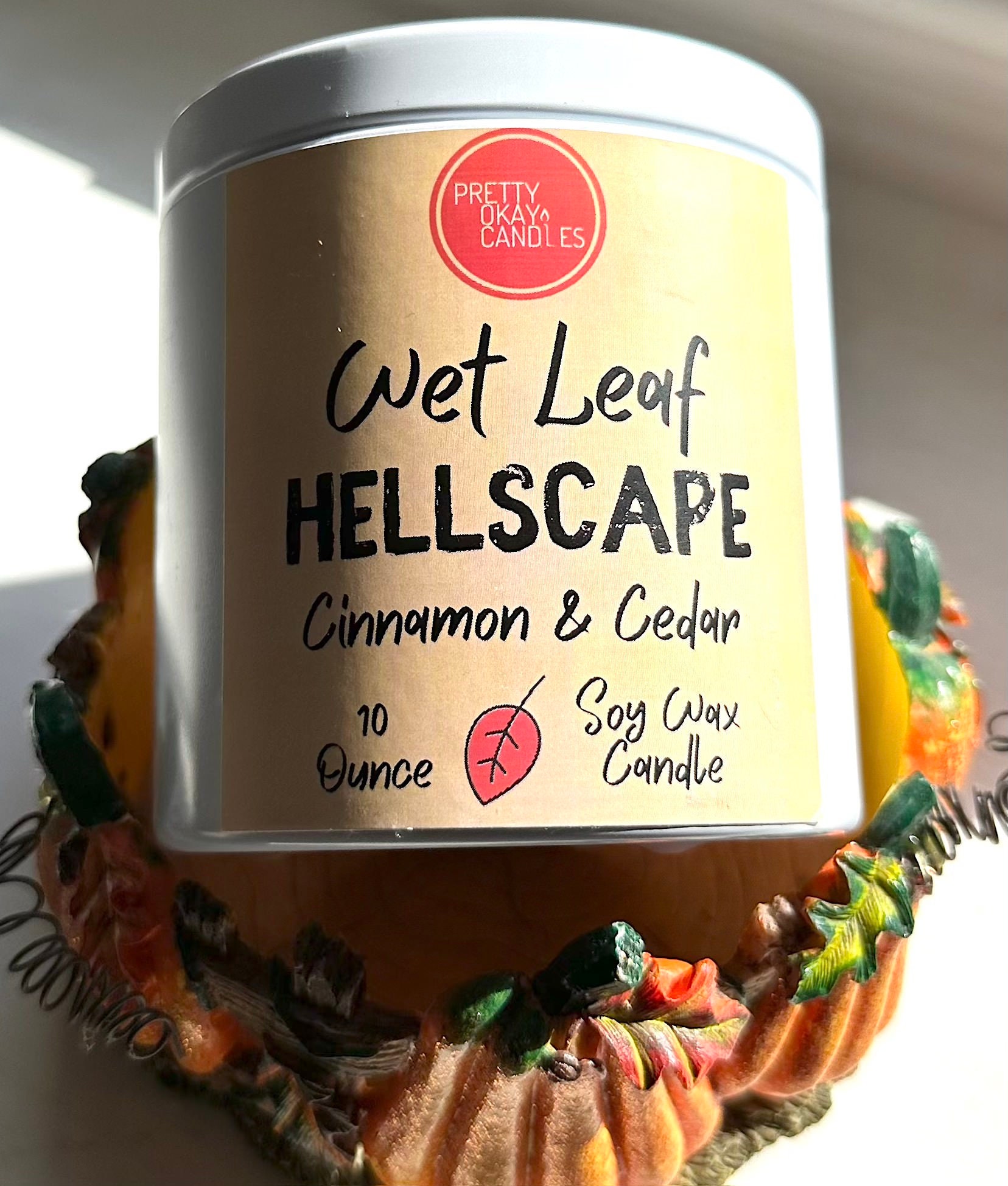 Wet Leaf Hellscape Cinnamon & Cedar Scents 10 Ounce Soy Wax Candle Handmade Gift Winter Season ...
