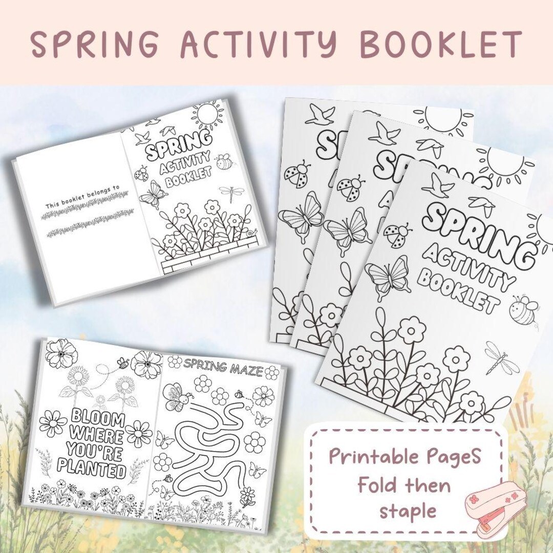 Spring Activity Booklet | Kids Printable Games & Coloring (PDF) - Etsy