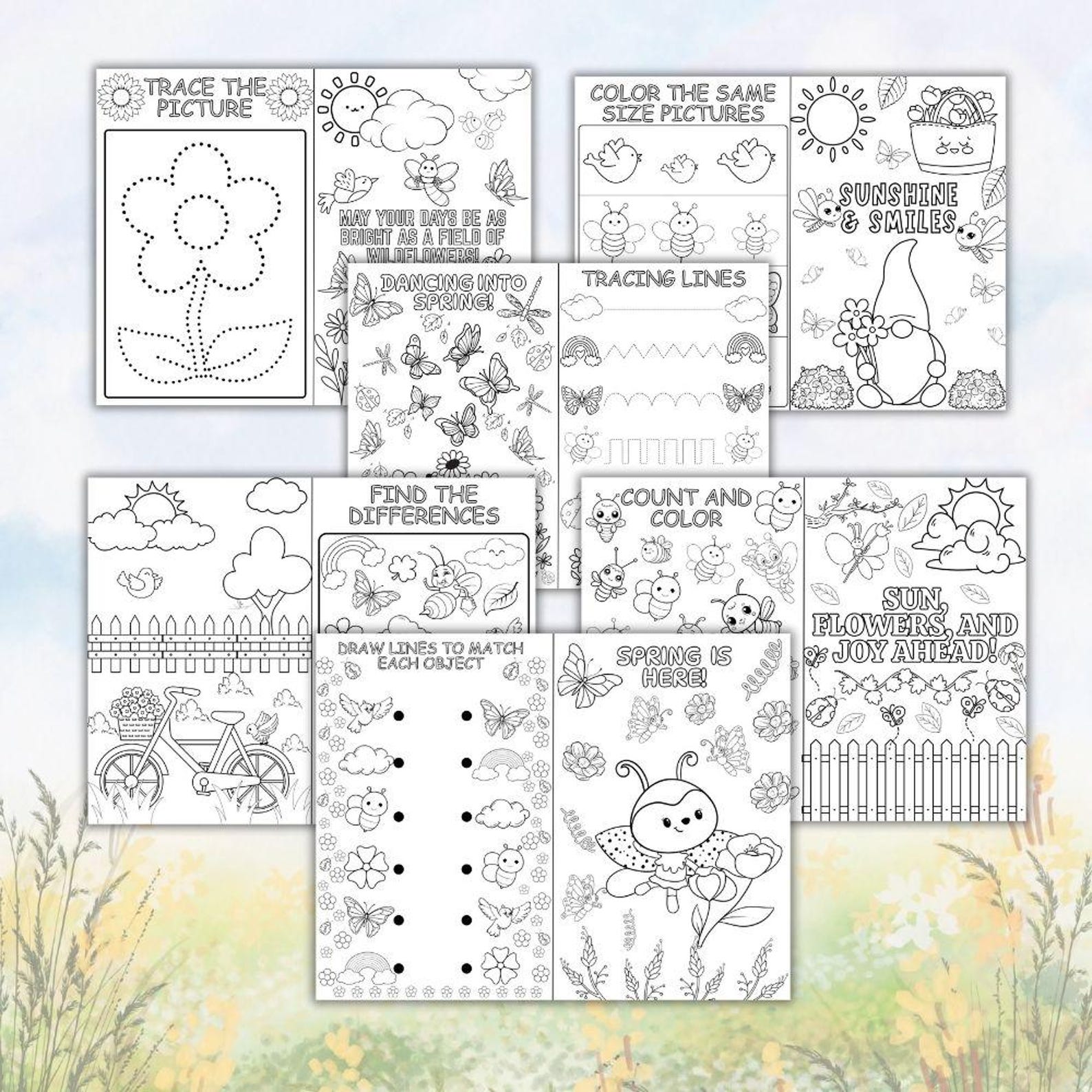 Spring Activity Booklet | Kids Printable Games & Coloring (PDF) - Etsy