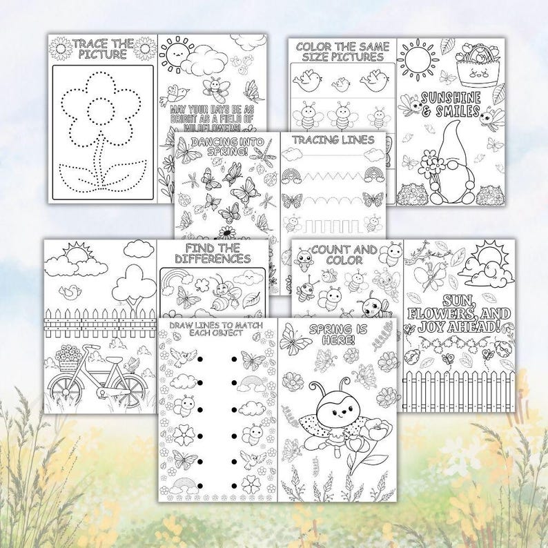 Spring Activity Booklet | Kids Printable Games & Coloring (PDF) - Etsy