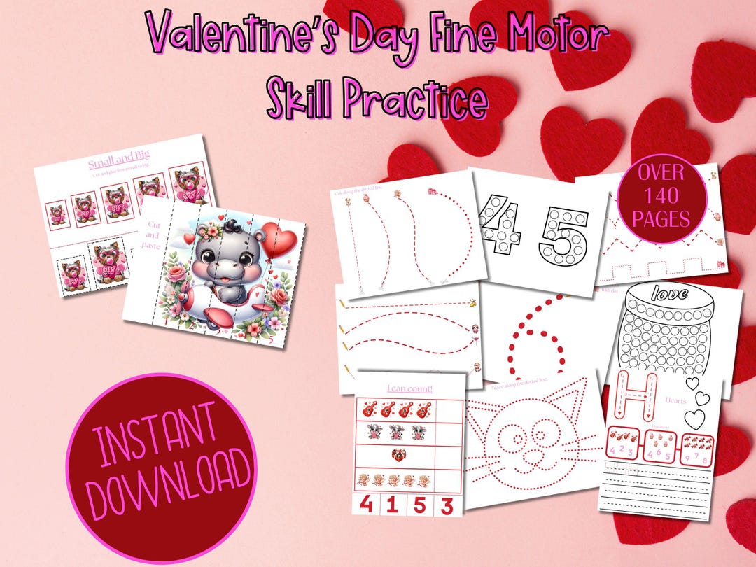 Valentine's Day Preschool Fine Motor Scissor Skills | Printable PDF ...