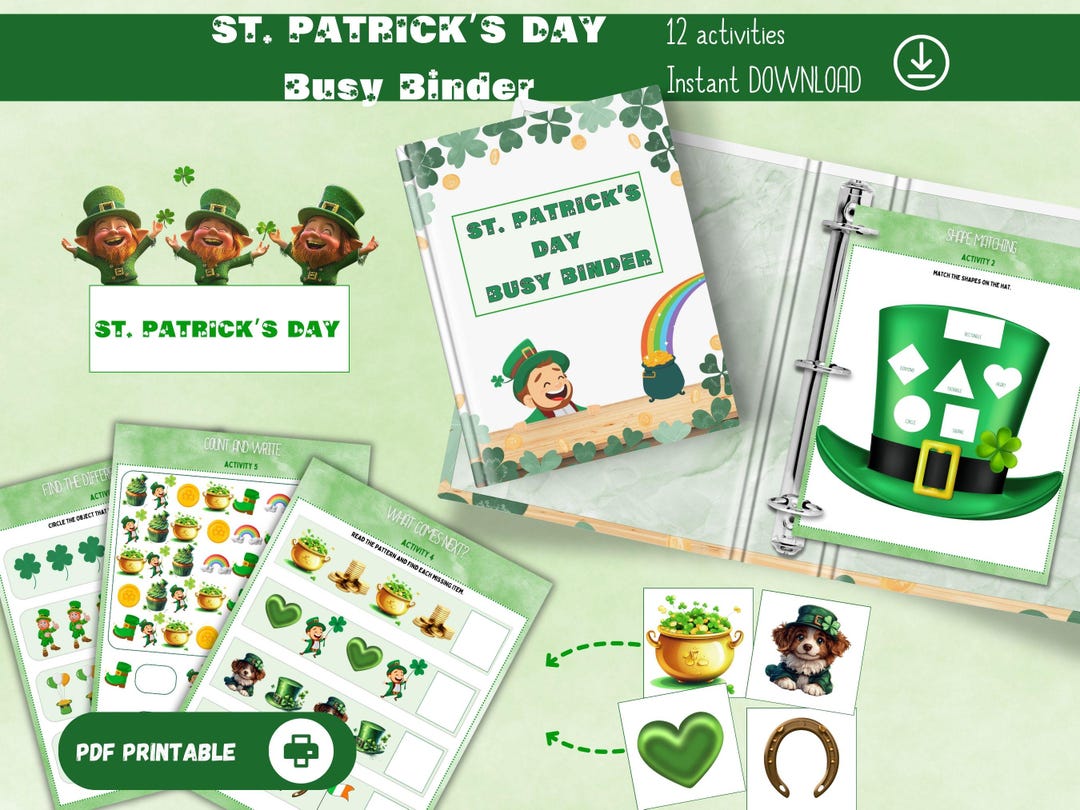St. Patrick's Day Busy Binder | Kid's Activities (PDF Printable) - Etsy