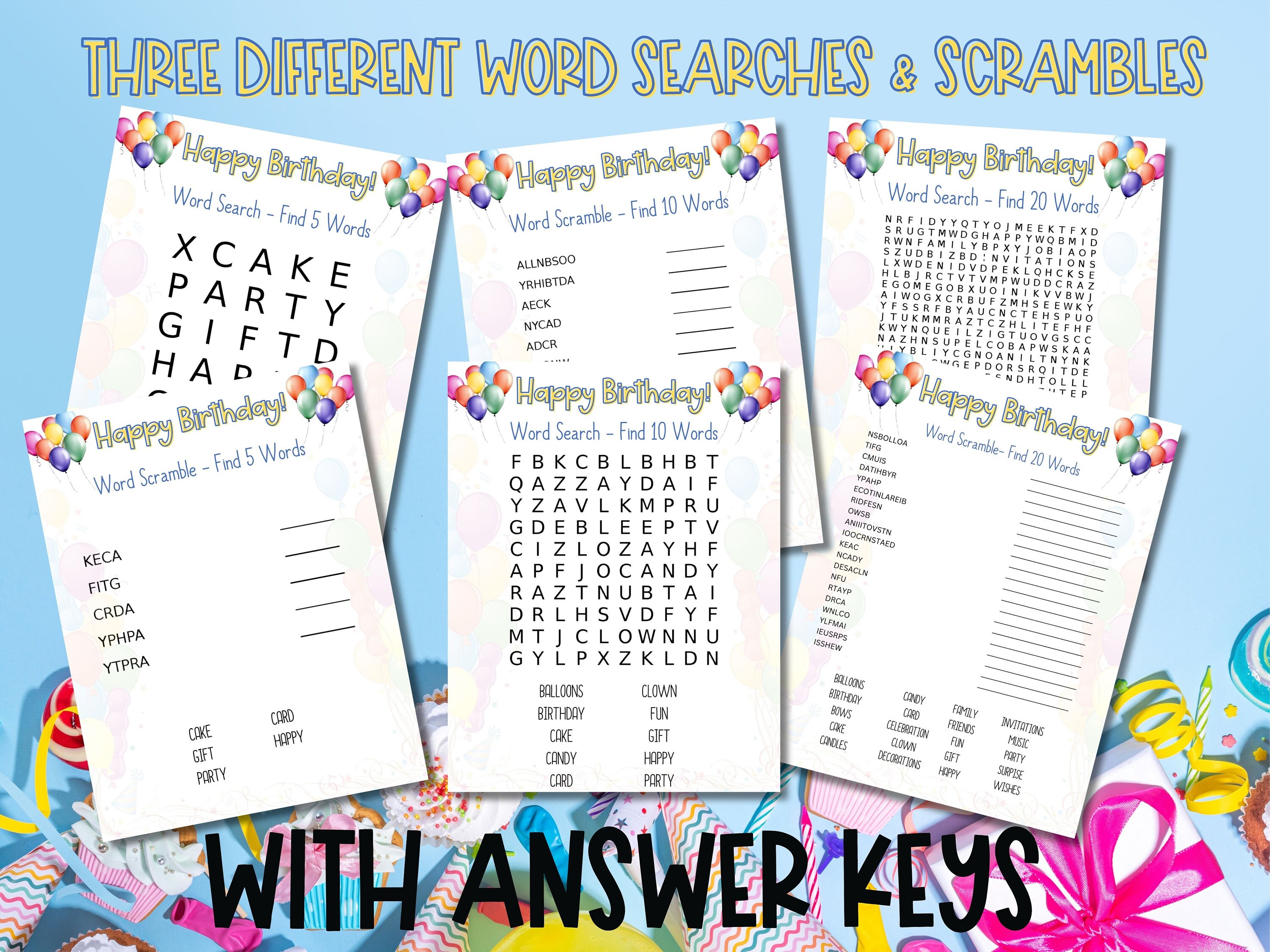 Birthday Activity Bundle | Kid's Birthday Printable PDF | Birthday ...