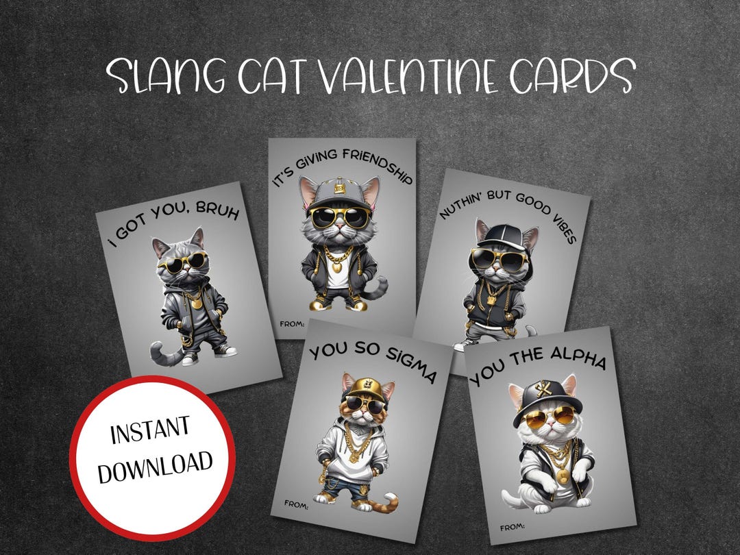 Kids Slang Valentine's Day Cards | Printable PDF Valentine's Day Cards ...