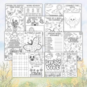 Spring Activity Booklet | Kids Printable Games & Coloring (PDF) - Etsy