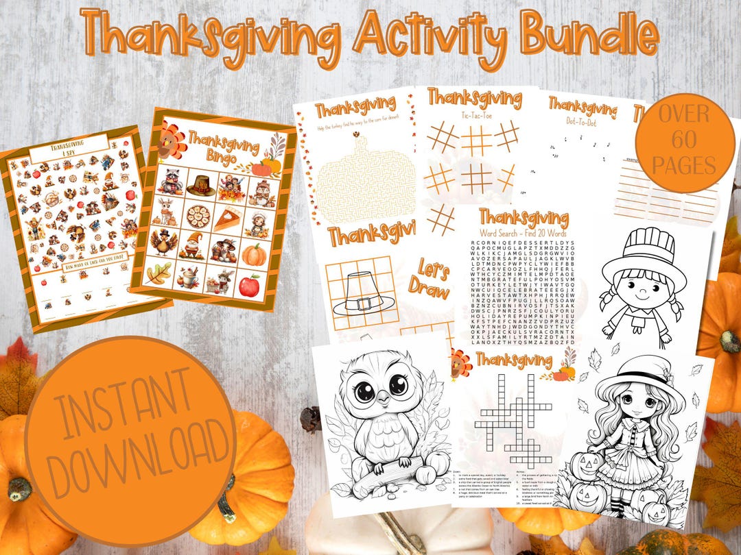 Thanksgiving Activity Bundle | Kid's Thanksgiving Printable PDF ...