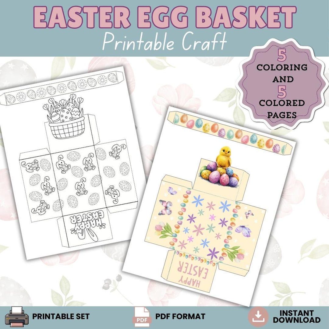 Easter Egg Basket Printable Craft | Kids Activity (PDF Download) - Etsy