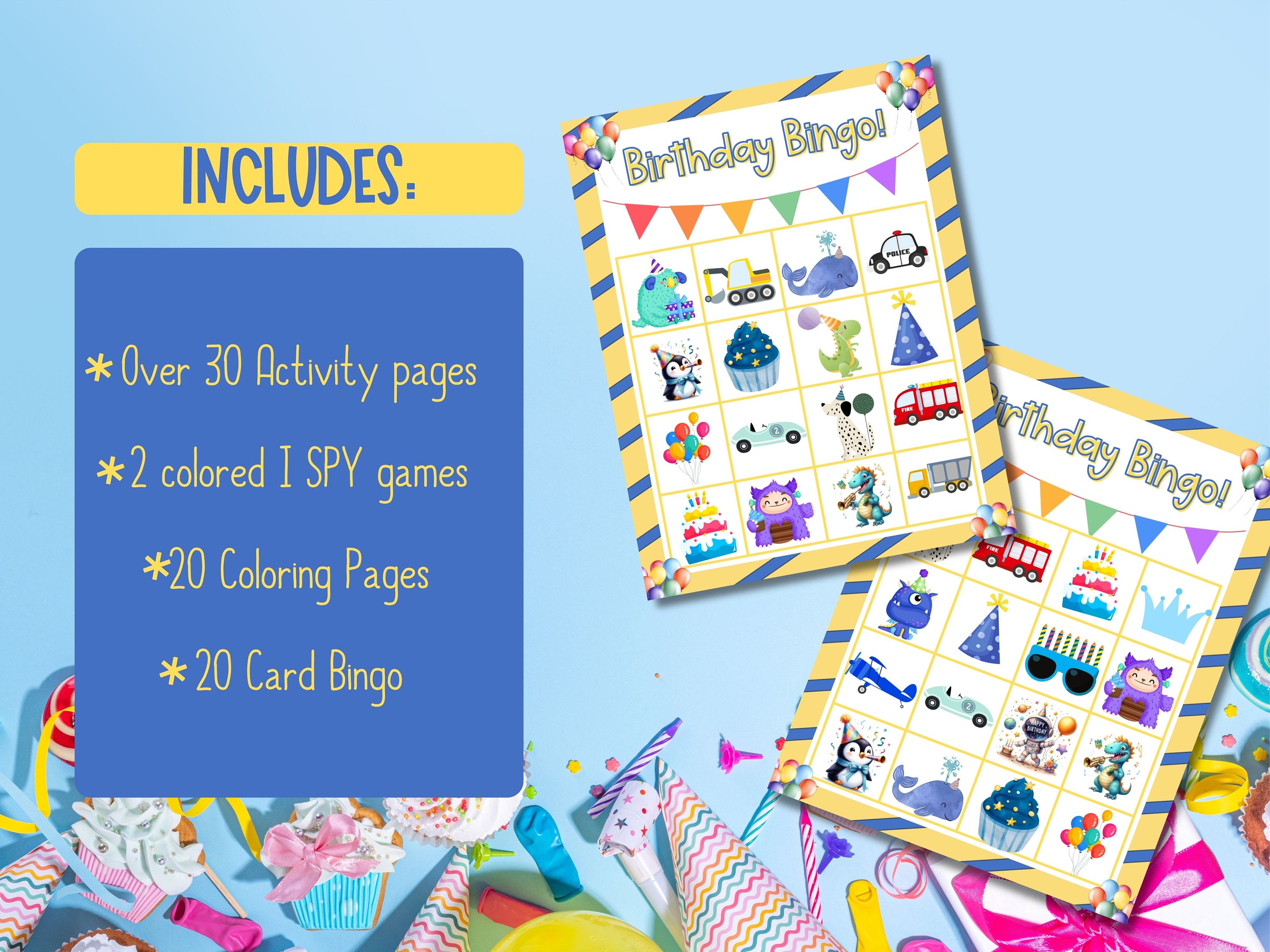 Birthday Activity Bundle Kid's Birthday Printable Birthday Download Kid ...