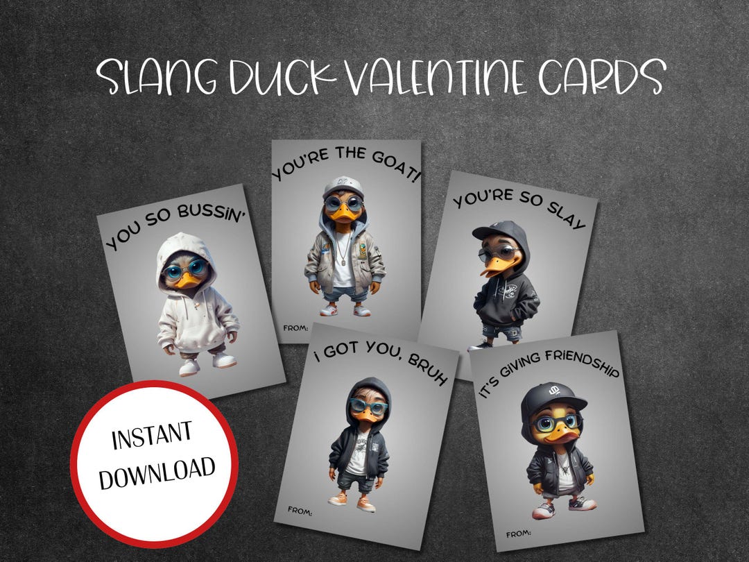 Kids Slang Valentine's Day Cards | Printable PDF Valentine's Day Cards ...