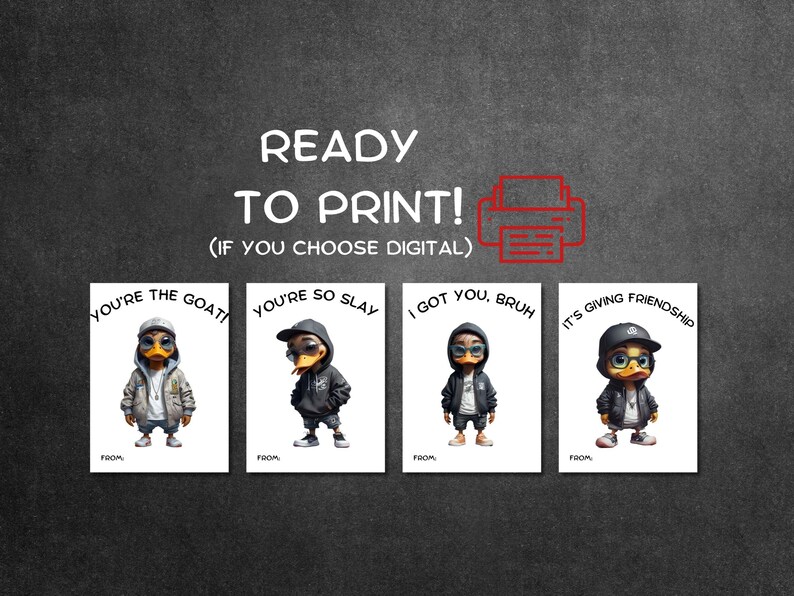 Kids Slang Duck Valentine's Day Cards | Printable PDF - Etsy