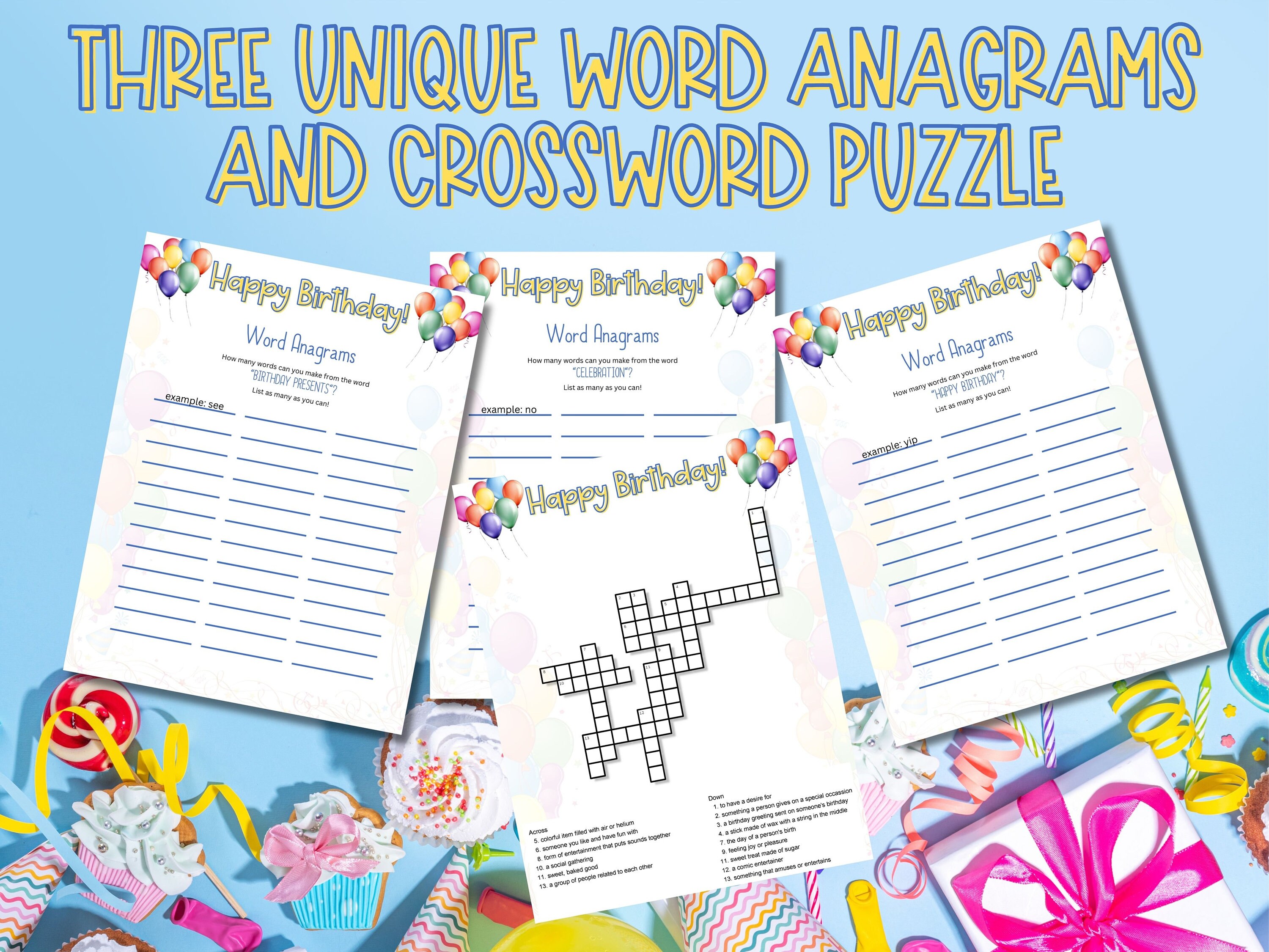 Birthday Activity Bundle | Kid's Birthday Printable PDF | Birthday ...