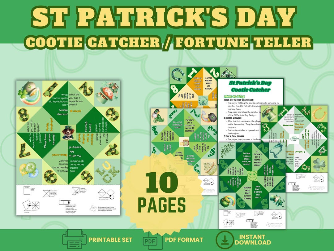 St. Patrick's Day Cootie Catcher/fortune Teller | Printable PDF St ...