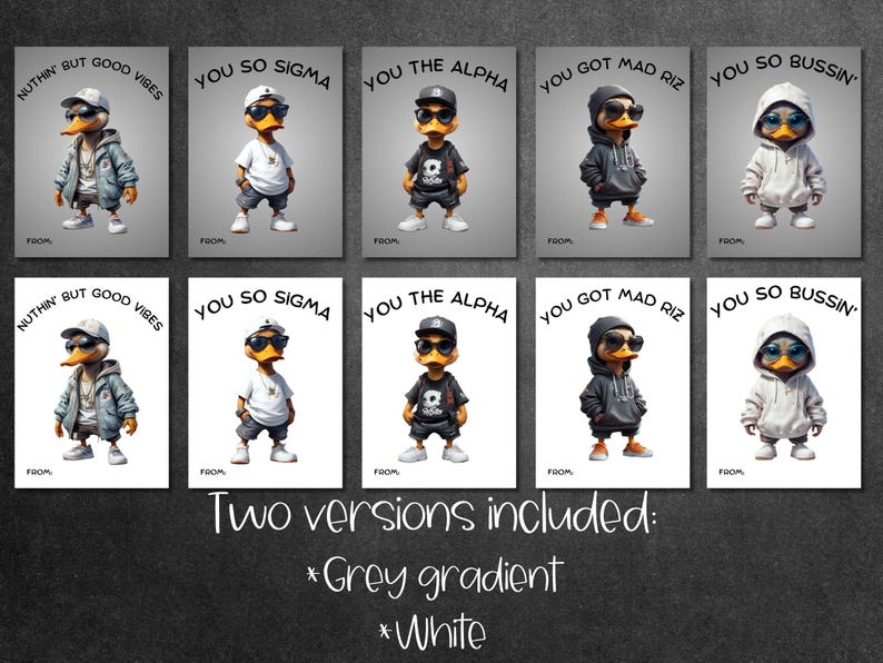 Kids Slang Duck Valentine's Day Cards | Printable PDF - Etsy