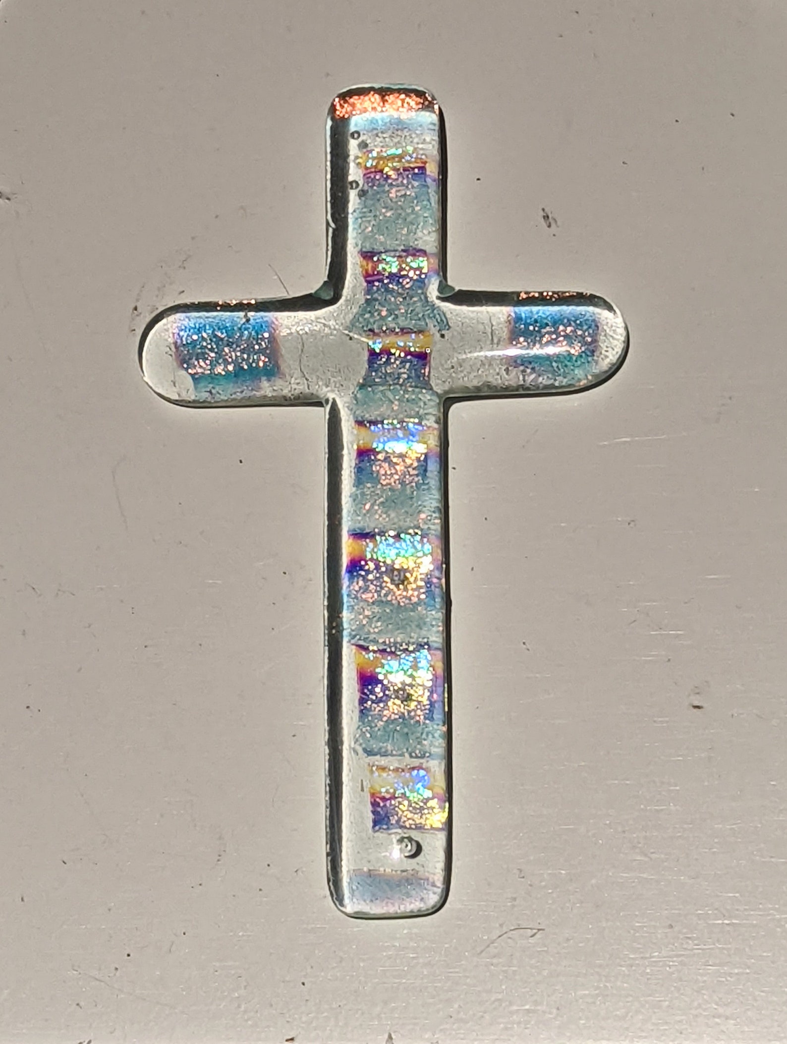 Beautiful Fused Glass Cross Transparent With Rainbow Irridescence - Etsy