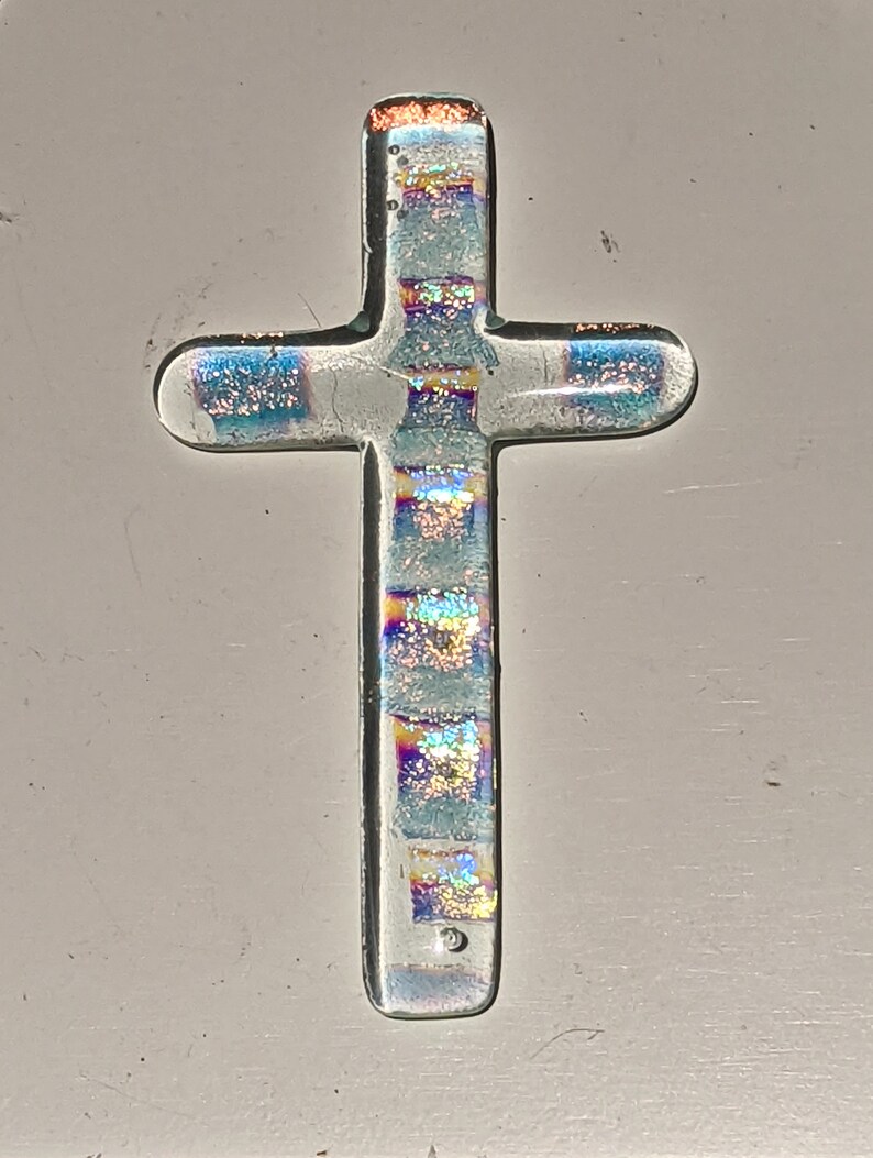 Beautiful Fused Glass Cross Transparent With Rainbow Irridescence - Etsy