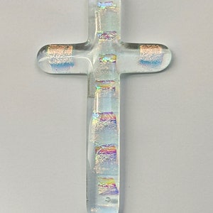 Beautiful Fused Glass Cross Transparent With Rainbow Irridescence - Etsy
