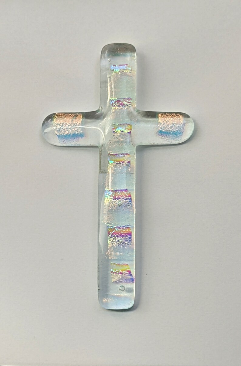 Beautiful Fused Glass Cross Transparent With Rainbow Irridescence - Etsy